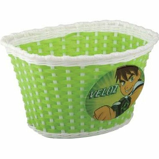 Корзина для велосипеда M-wave 00-170434 детская 24х16,5х15,5см пласт. универс. крепл. на руль 2-мя ремешками, зеленая