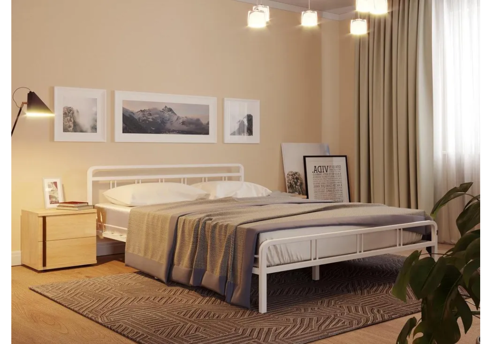 Кровать Woodville Двуспальная кровать Рейк 160х200 белая