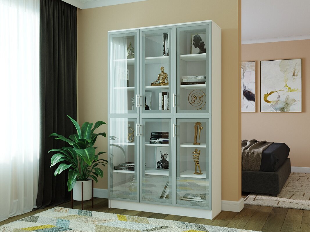 Книжный шкаф МебельЛэнд24 Альма - 14 Белый 110x50x240