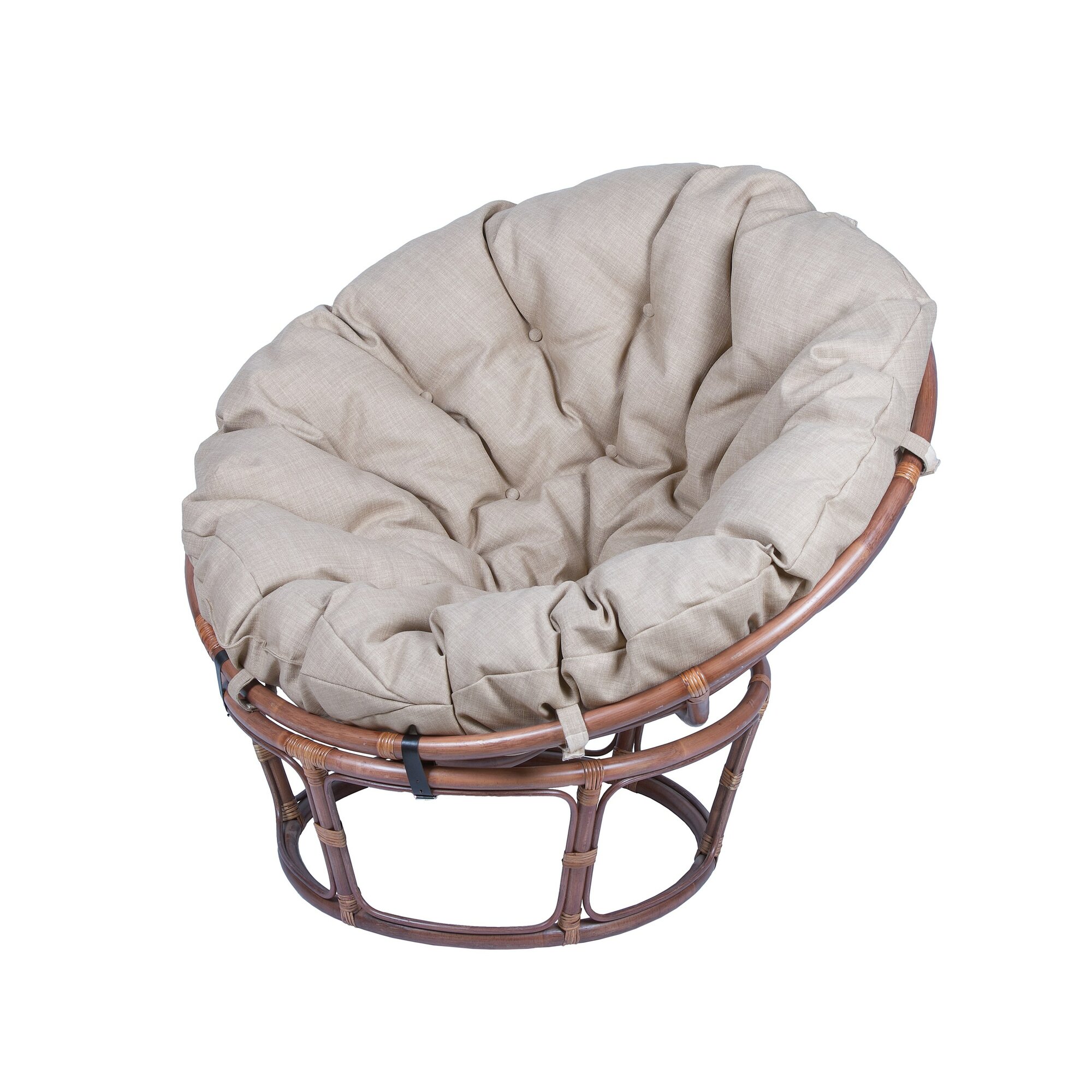 Кресло Папасан из натурального ротанга 23/01 миндаль матовый с подушкой