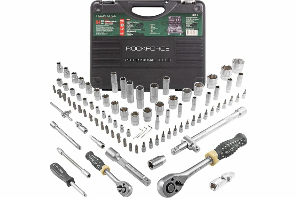 Набор торцевых головок и вставок Rockforce 1/2 1/4DR 6-гранных 94 предмета RF-4941-54281