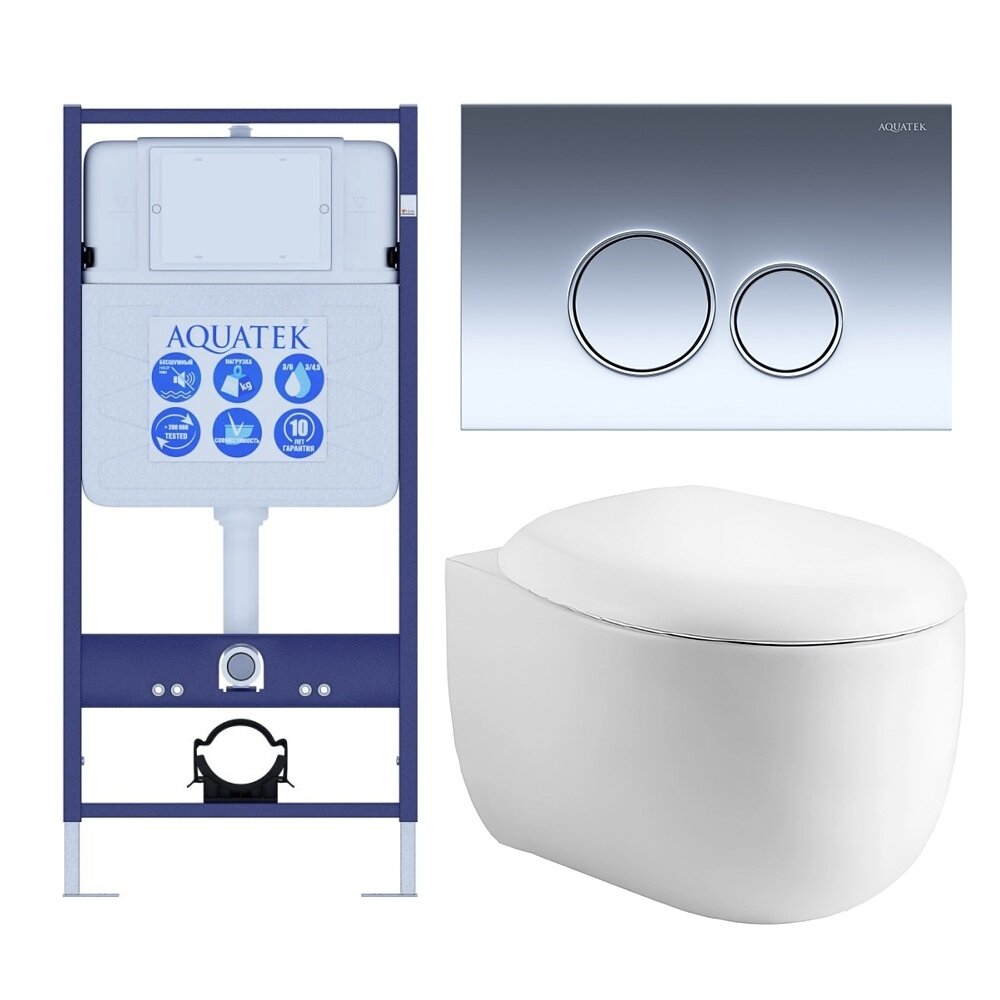 Унитаз с инсталляциейSet Aquatek Альтаир cm-018 4в1, с кнопкой в комплекте