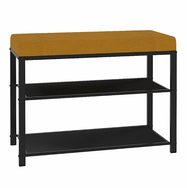 Банкетка Торонто 23s 67х30х49 см каркас черный/сиденье горчичное