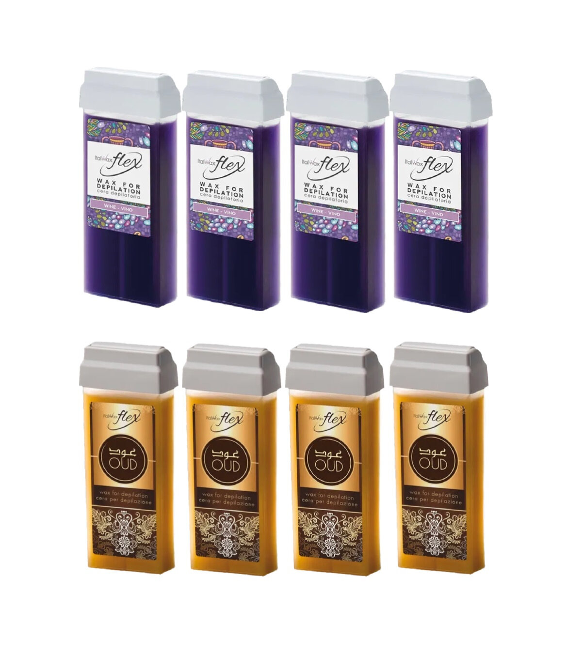 Воск в картридже ITALWAX FLEX набор из 8 шт по 100 мл, Вино, Уд