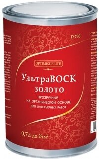 Ультравоск Золото Optimist-Elite D750 0.7л Лессирующий, Перламутровый на Органической Основе для Интерьерных Работ / Оптимист Элит Д750.
