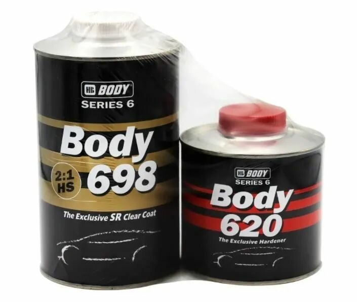 Лак BODY 698 CLEAR HS SR 2:1, прозрачный, 1л + Отвердитель BODY 620, 500мл