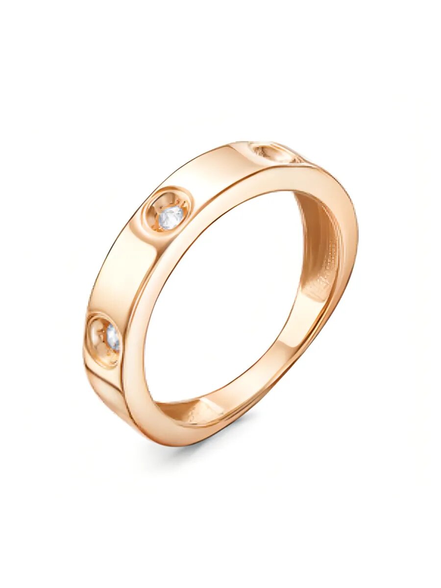 Кольцо обручальное, дорожка, красное золото, 585 проба, фианит