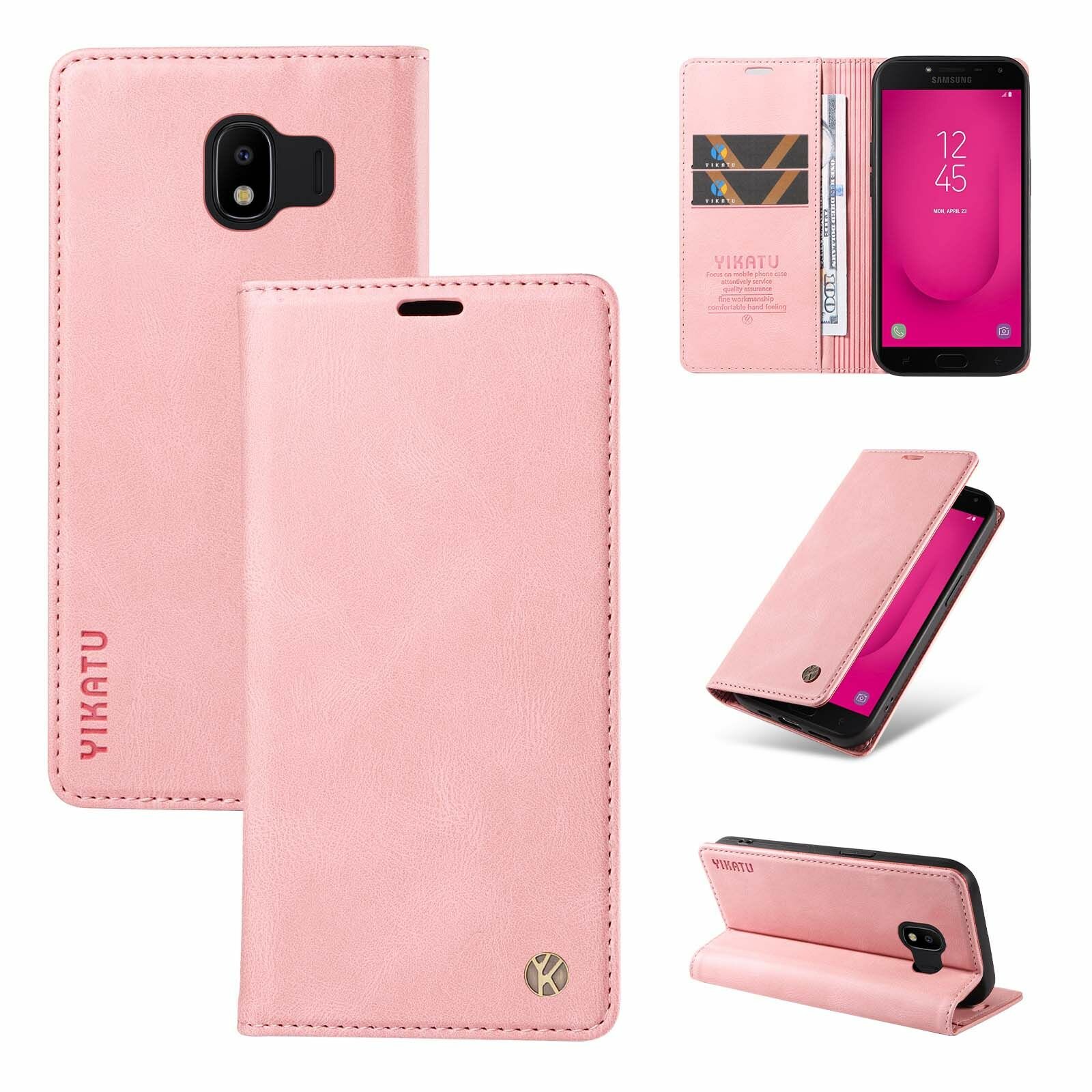 YIKATU Кожаный чехол для Samsung Galaxy J4 (J400)/ Самсунг Галакси J4 J400 с визитницей из экокожи книжка