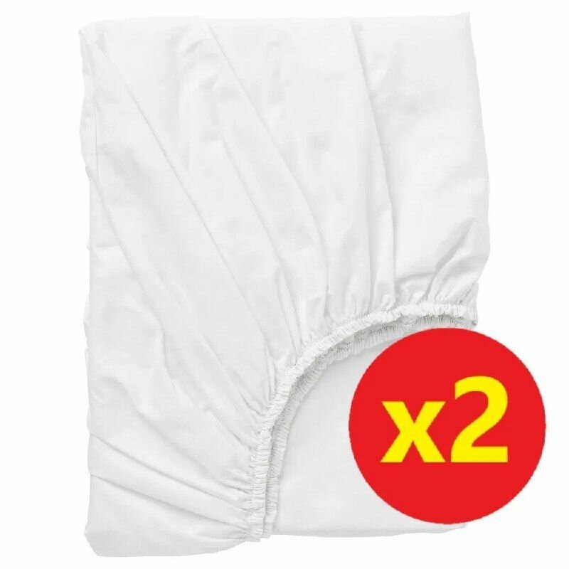 DVALA Простынь на резинке 90x200 см икеа, 2 шт натяжные/белые (s40356569)