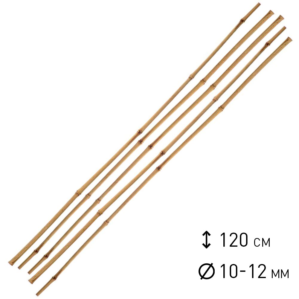 Опора для растений бамбуковая, d10-12мм, h120см, комплект 5шт, неразборная