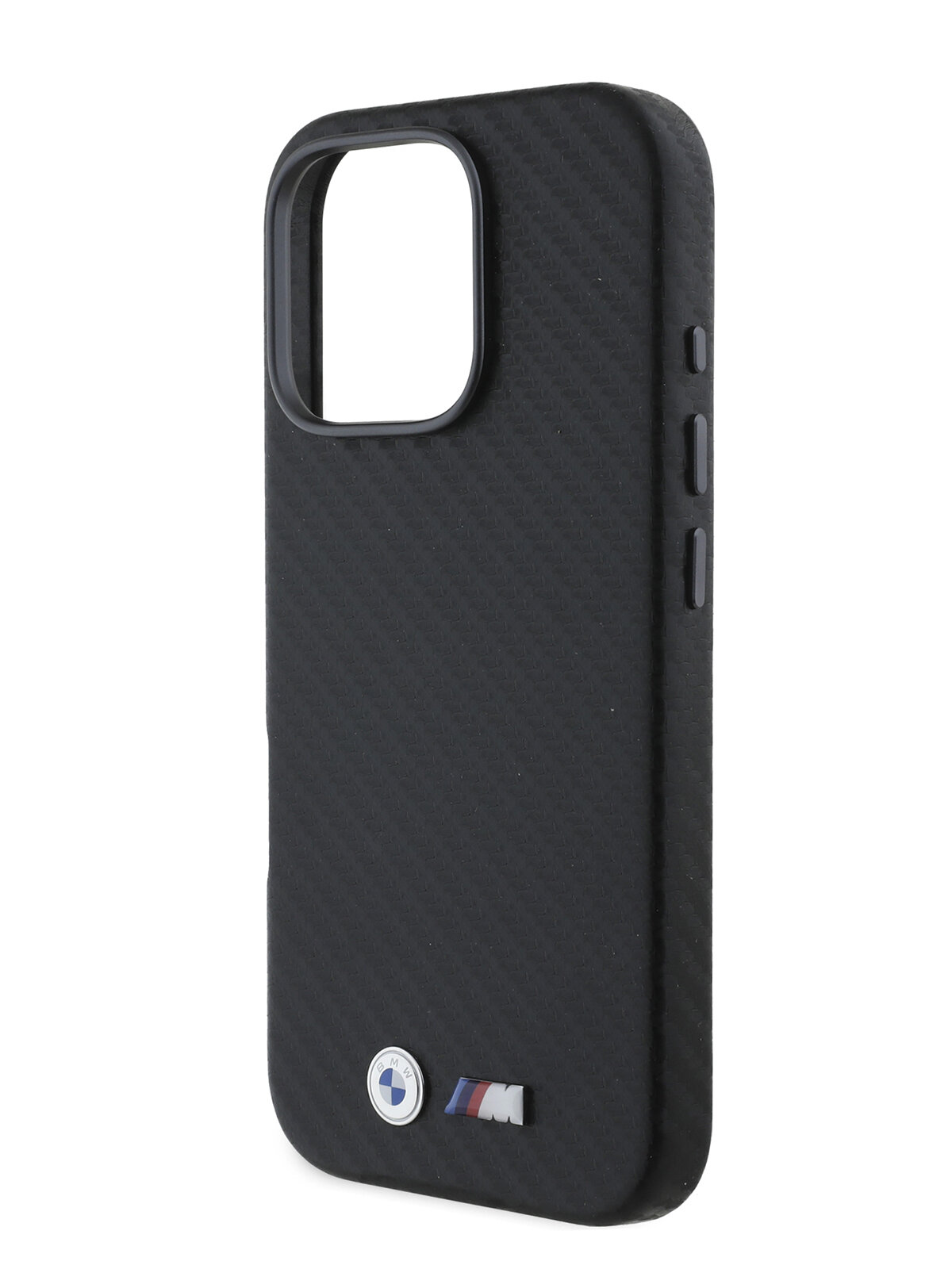 BMW для iPhone 16 Pro чехол M-Collection PU Carbon Full Wrapped Metal logo & Camera Hard Black