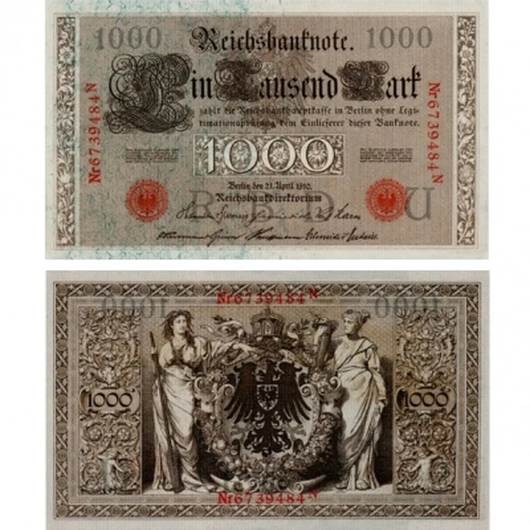1000 марок 1910 года Германия, сувенирная копия, банкноты и купюры редкие коллекционные
