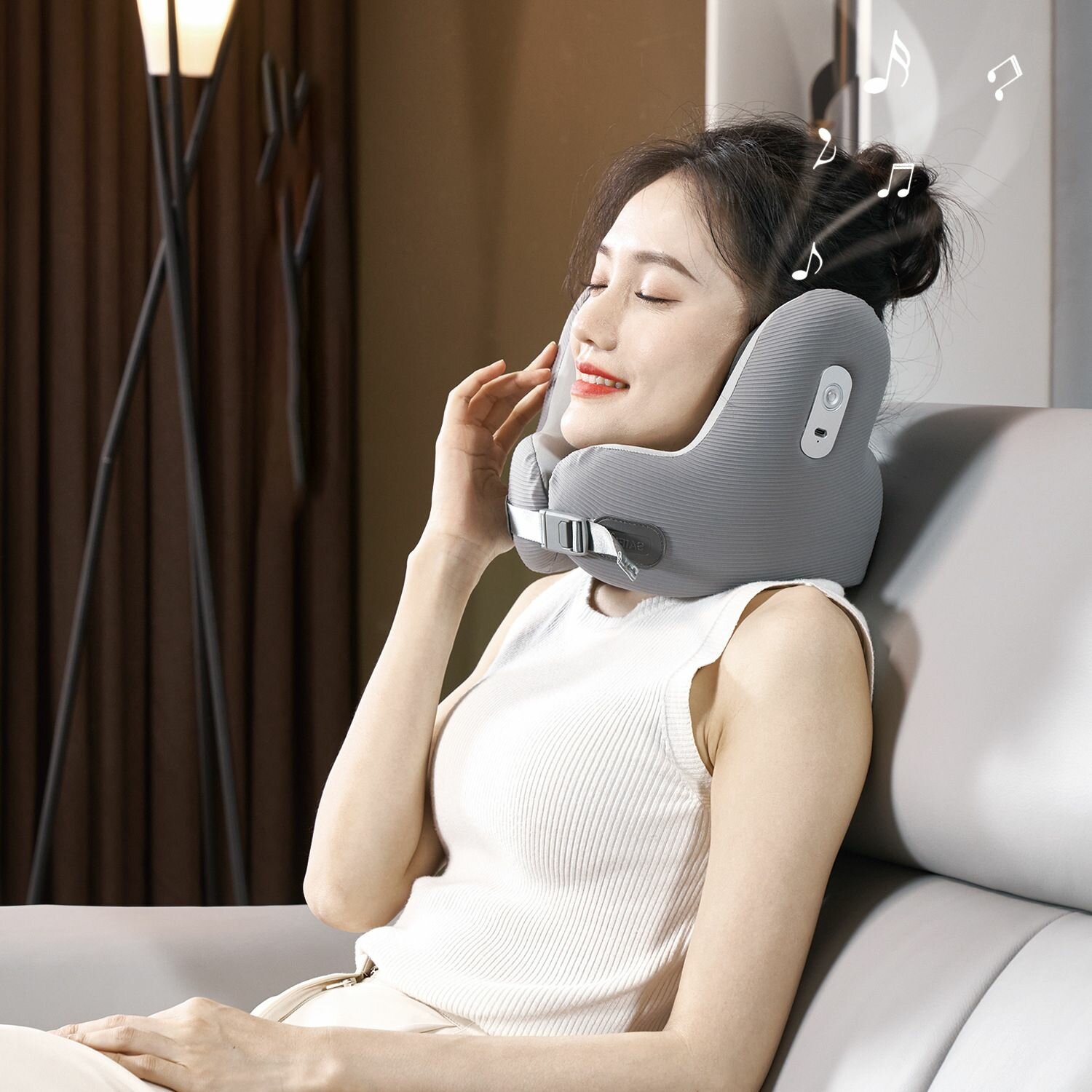 Музыкальная u-образная подушка Bluetooth с эффектом памяти, шумоподавляющая подушка для шеи, дорожная офисная домашняя