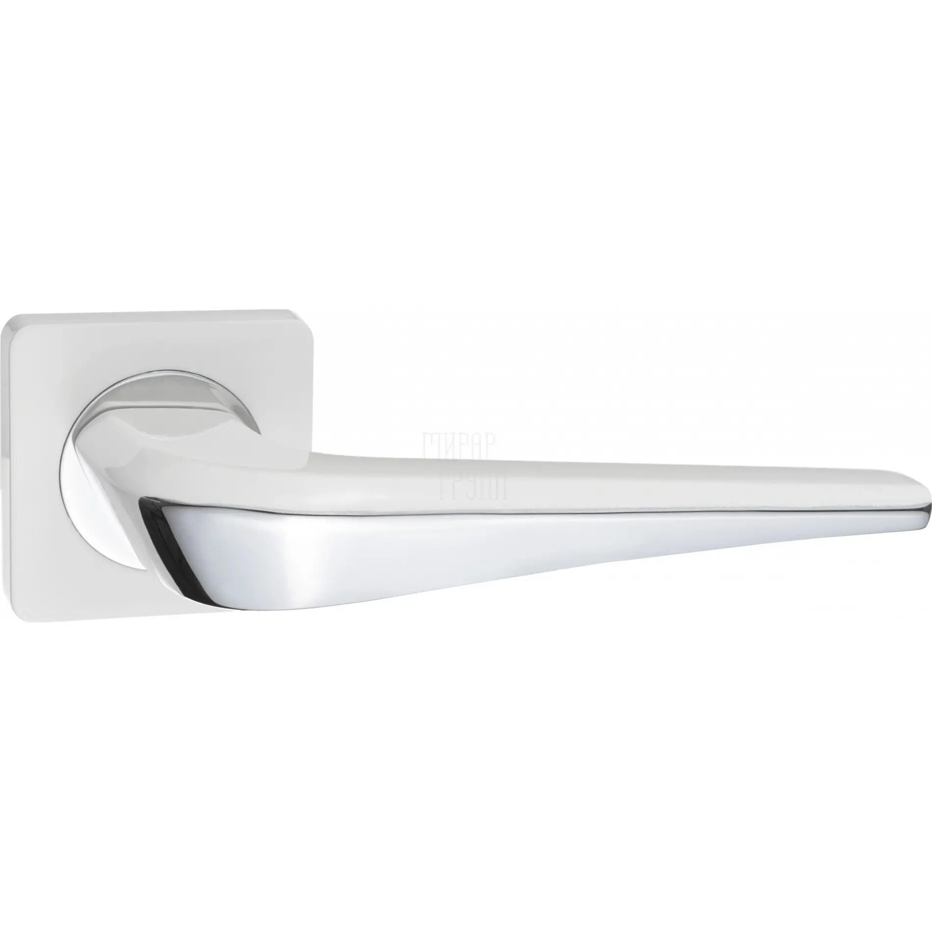 Дверные ручки Renz (Ренц) "Фиоре" INDH 425-02 на квадратной розетке супер белый + полированный хром