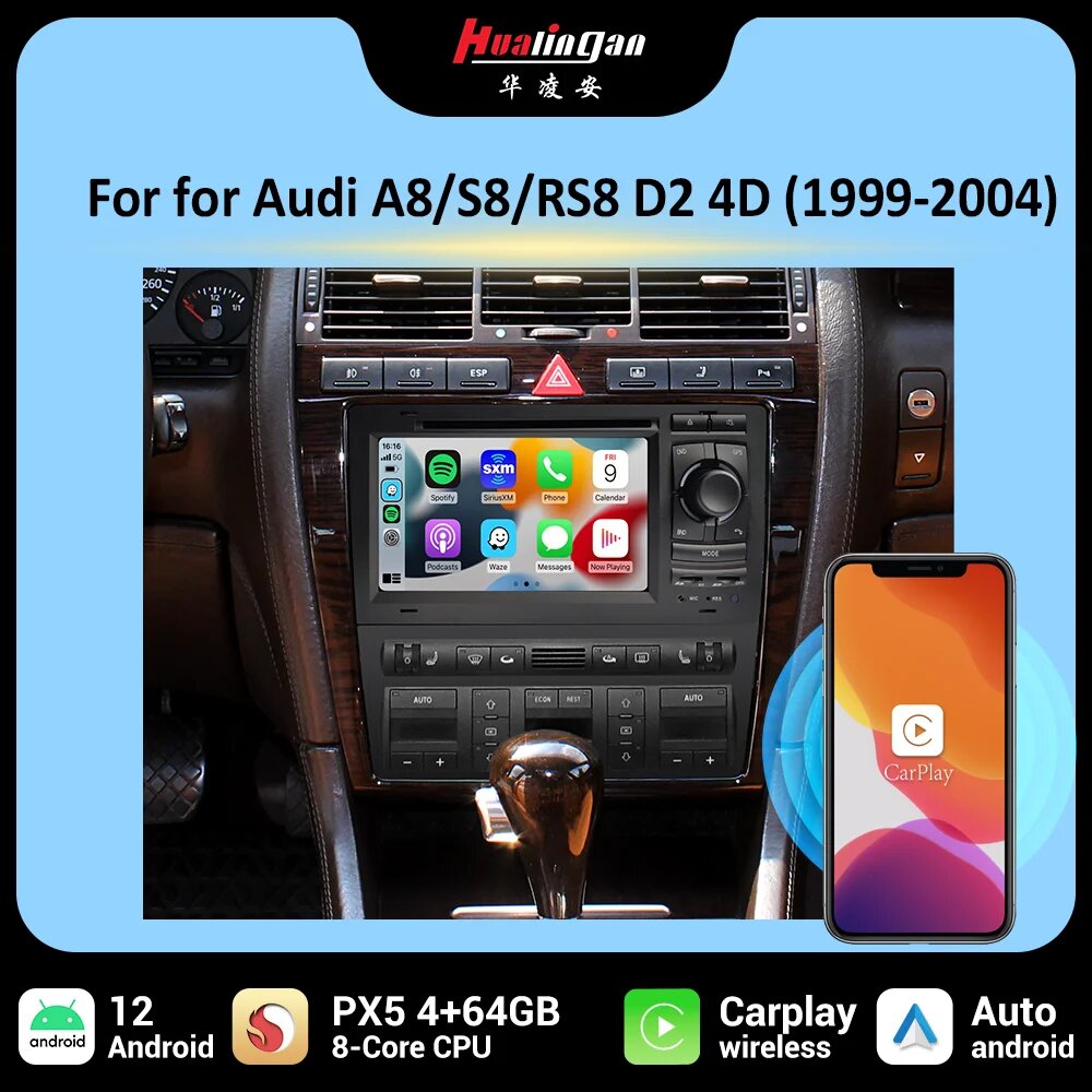Hualingan For Audi A8 S8 D2 Android 13 Auto Multimedia Dvd Stereo Radio Player Gps Navigation Carplay Auto 2din Stereo Head Unit