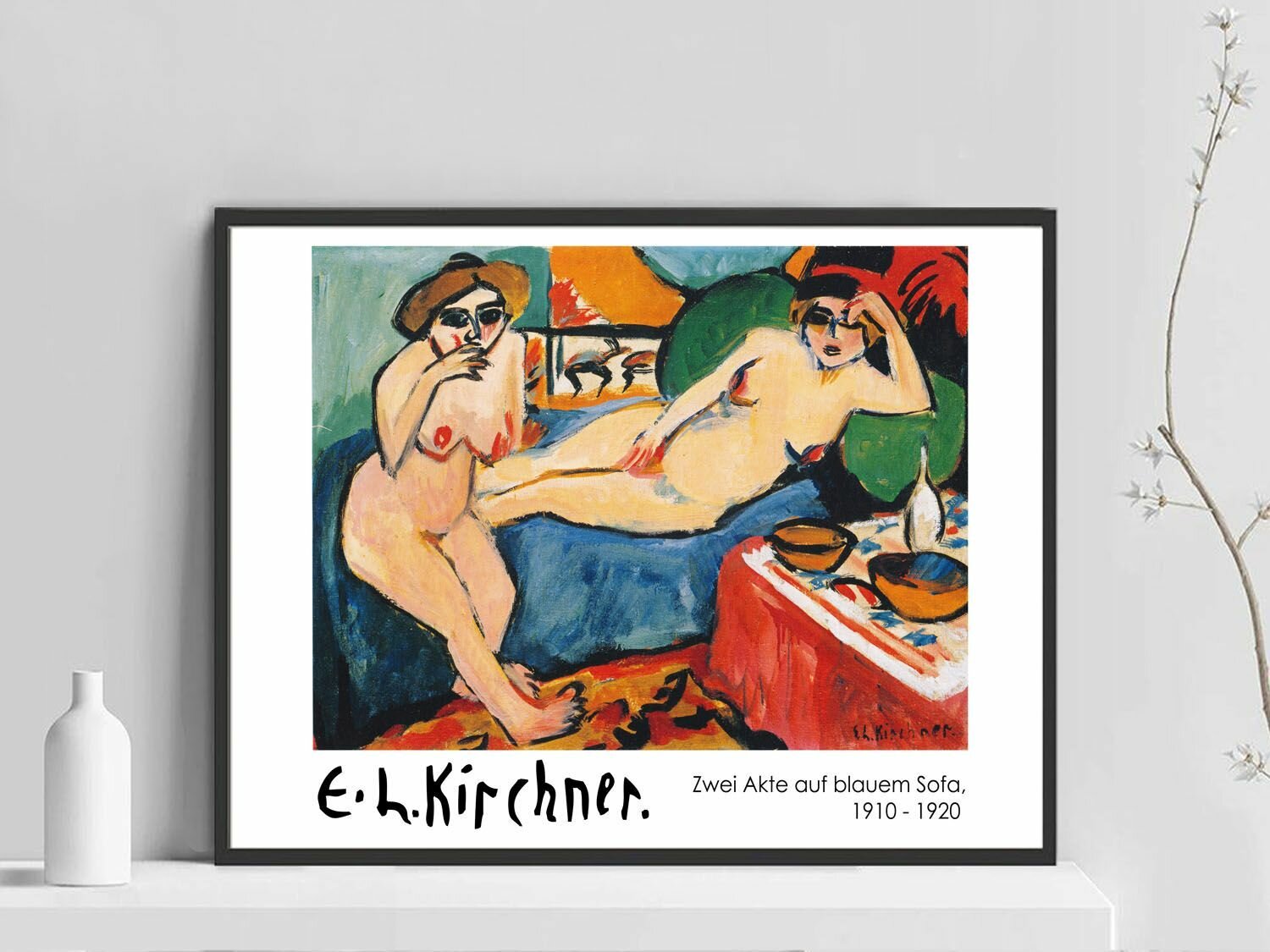 Постер Ernst Kirchner / Эрнст Кирхнер "На синем диване", без рамы, размер А2