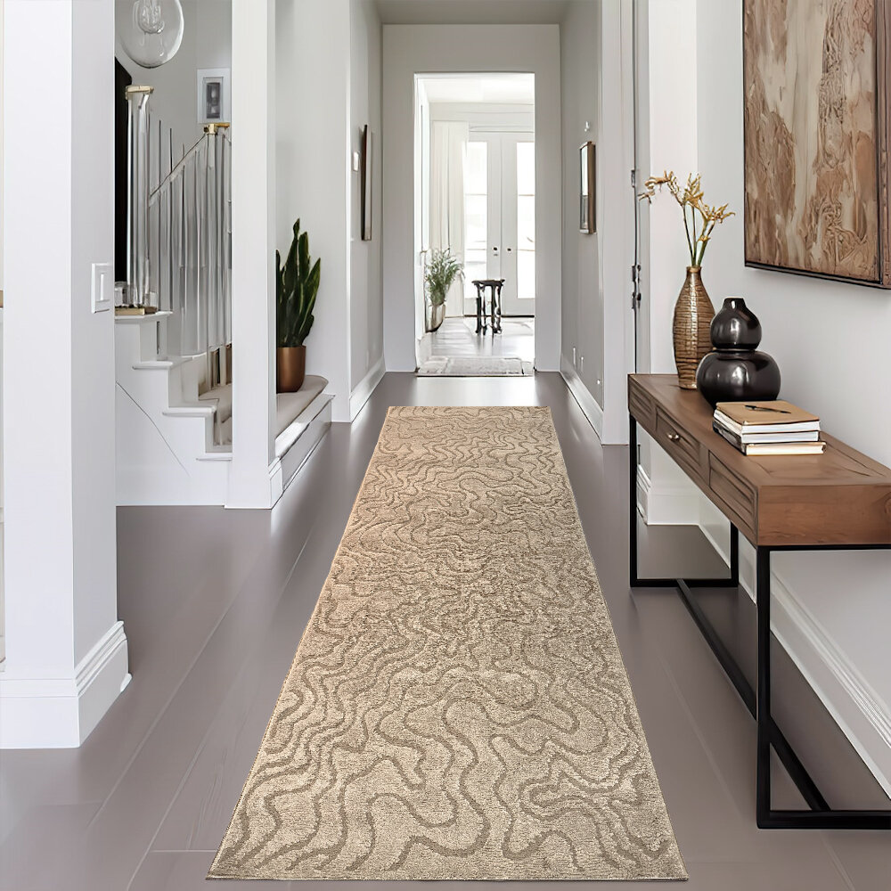 Ковер для комнаты на пол, палас в гостиную, Аллой, 80х240, 12 J, бежевый