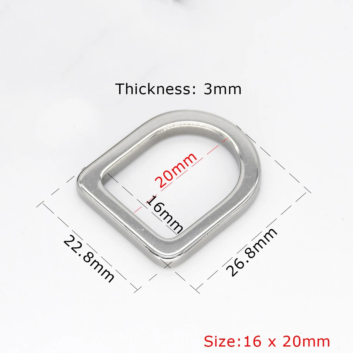 CLOXY Нержавеющая сталь D-кольцо пряжка серебристого цвета D ring 16x20mm