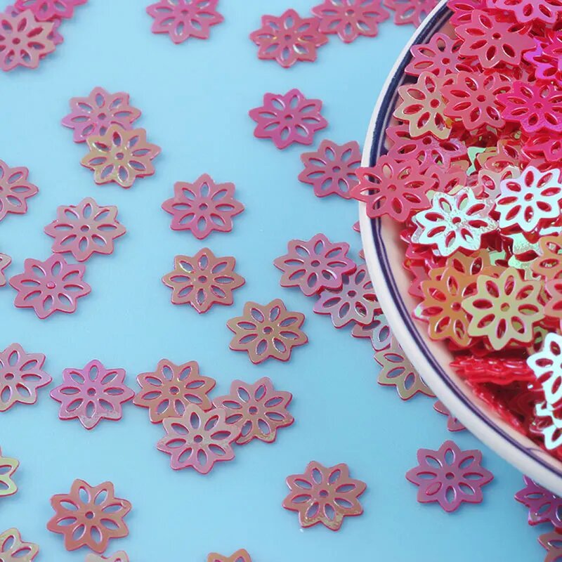 Блестки цветочки ПВХ 10г/20г Розовый, 9mm 20g, big red