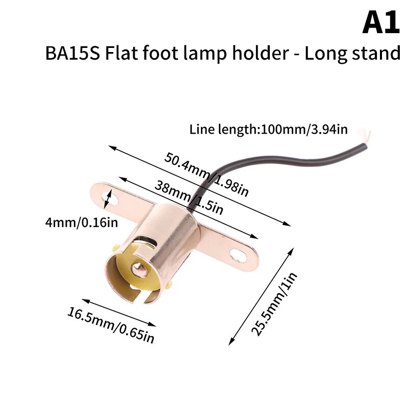 BA15S Flat foot lamp holder - Long stand, A1