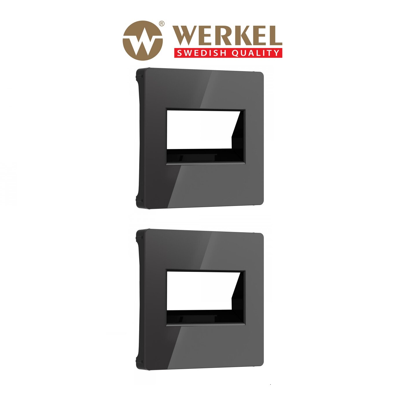 Накладка для двойной розетки Еthernet RJ-45 Werkel W1191148, цвет черный акрил - комплект 2 шт.