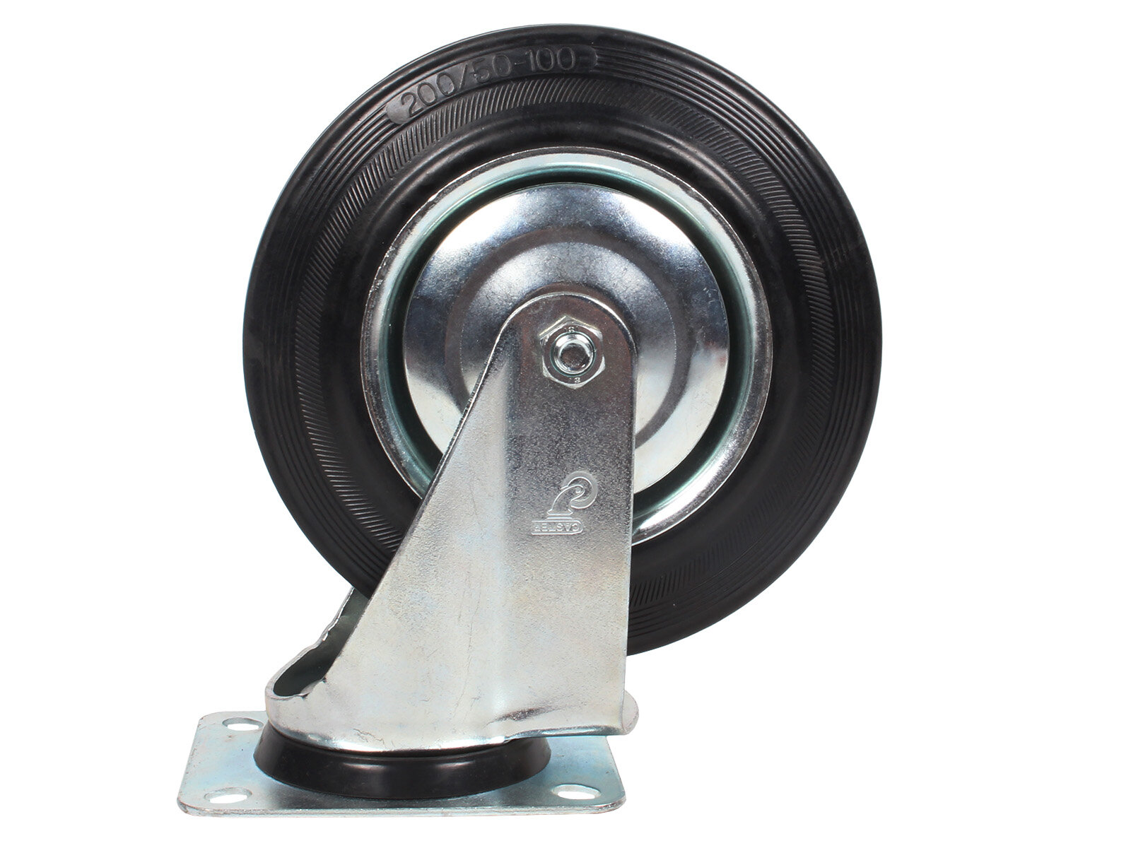 Колесо d-200мм черное резиновое поворотное 150кг