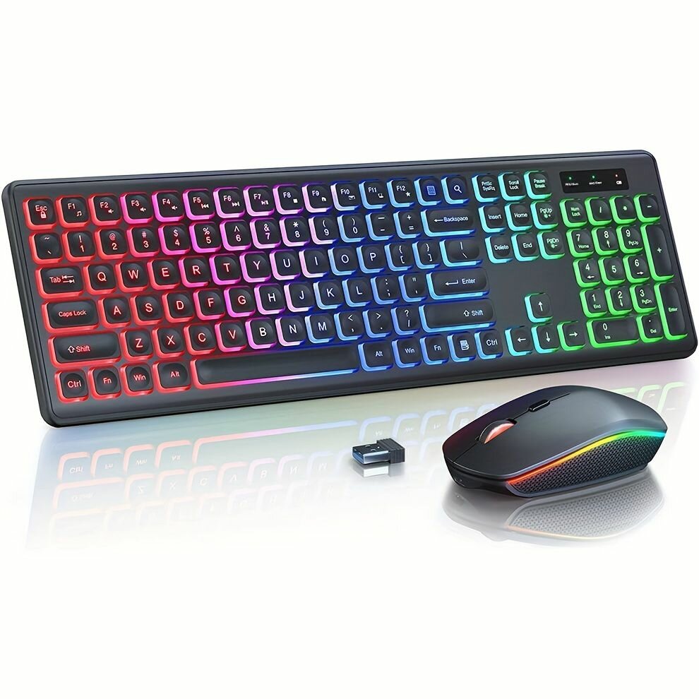 2.4 ГГц RGB Подсветка беспроводной клавиатуры и мыши