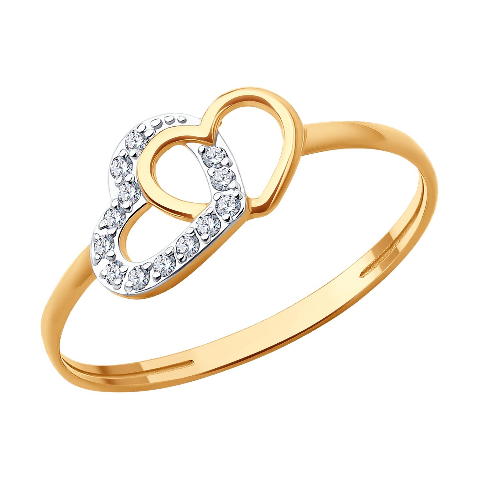 Кольцо, красное золото, 585 проба, фианит