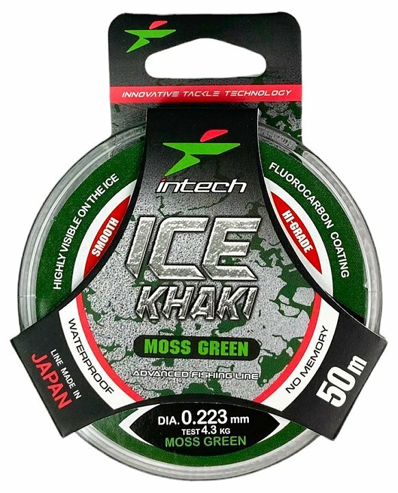 Intech Ice Khaki moss green леска 50 м 0,223 мм прочность 4,3 кг для рыбалки