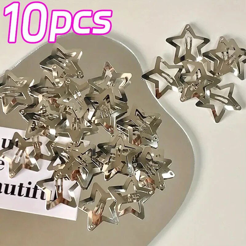 Серебряные заколки для волос Звезды 10 шт.