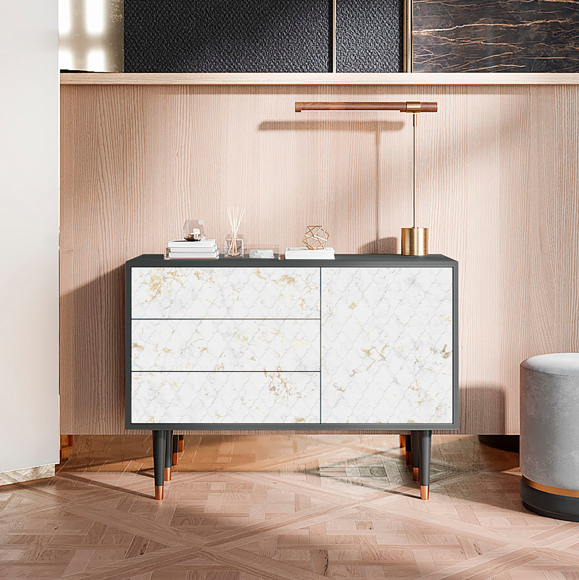 Комод - STORYZ - S3 Sweet Cotton, Размер - 115 x 84 x 41 см, Цвет корпуса - , Антрацит