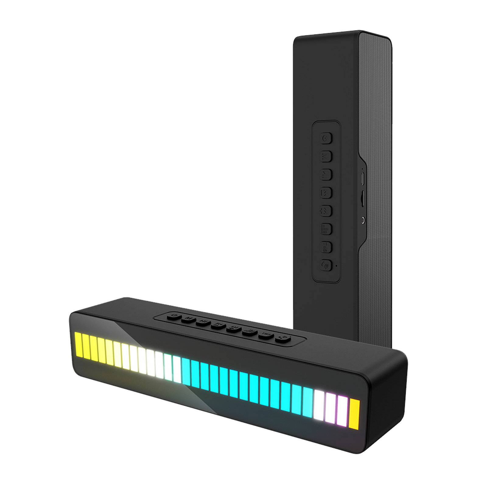 (1шт) Динамик с подсветкой звукоснимателя беспроводной динамик M8 портативный цветной световой радио-сабвуфер-черный