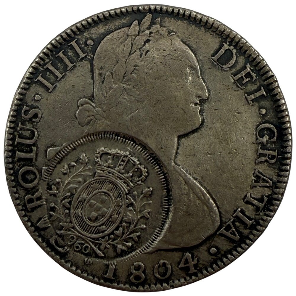 Бразилия, Минас-Жерайс 960 рейсов 1808 г. (8 реалов Боливии с надчеканом)