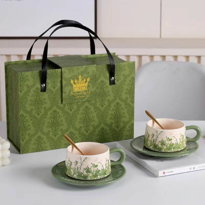 Кофейный сервиз с чашками и блюдцами в стиле ландыша элегантный подарок для любителей кофе и чая