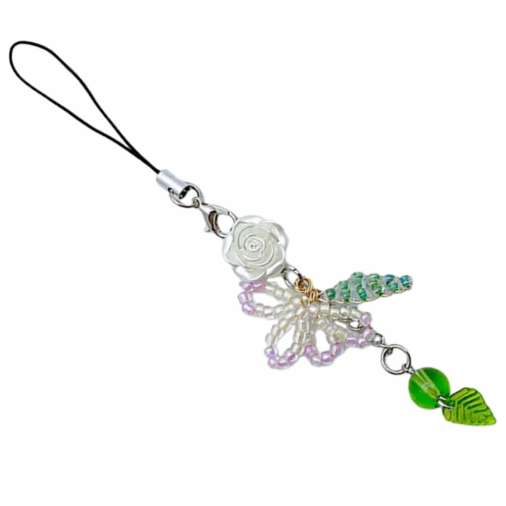 Брелок, Плетеная цепочка для мобильного телефона в виде цветка из бисера-A