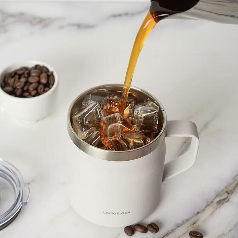 LOCK&LOCK Coffee Cup, Insulated Hot And Cold Table Cup, for Men And Women, Couples Water Cup, 390ML, White, LHC4218WHT