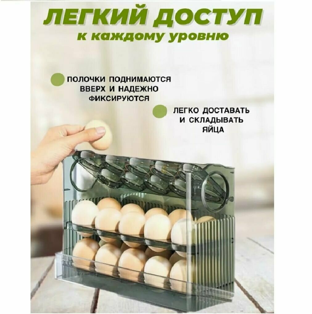 Контейнер для хранения яиц в холодильник для 30 штук зелёный
