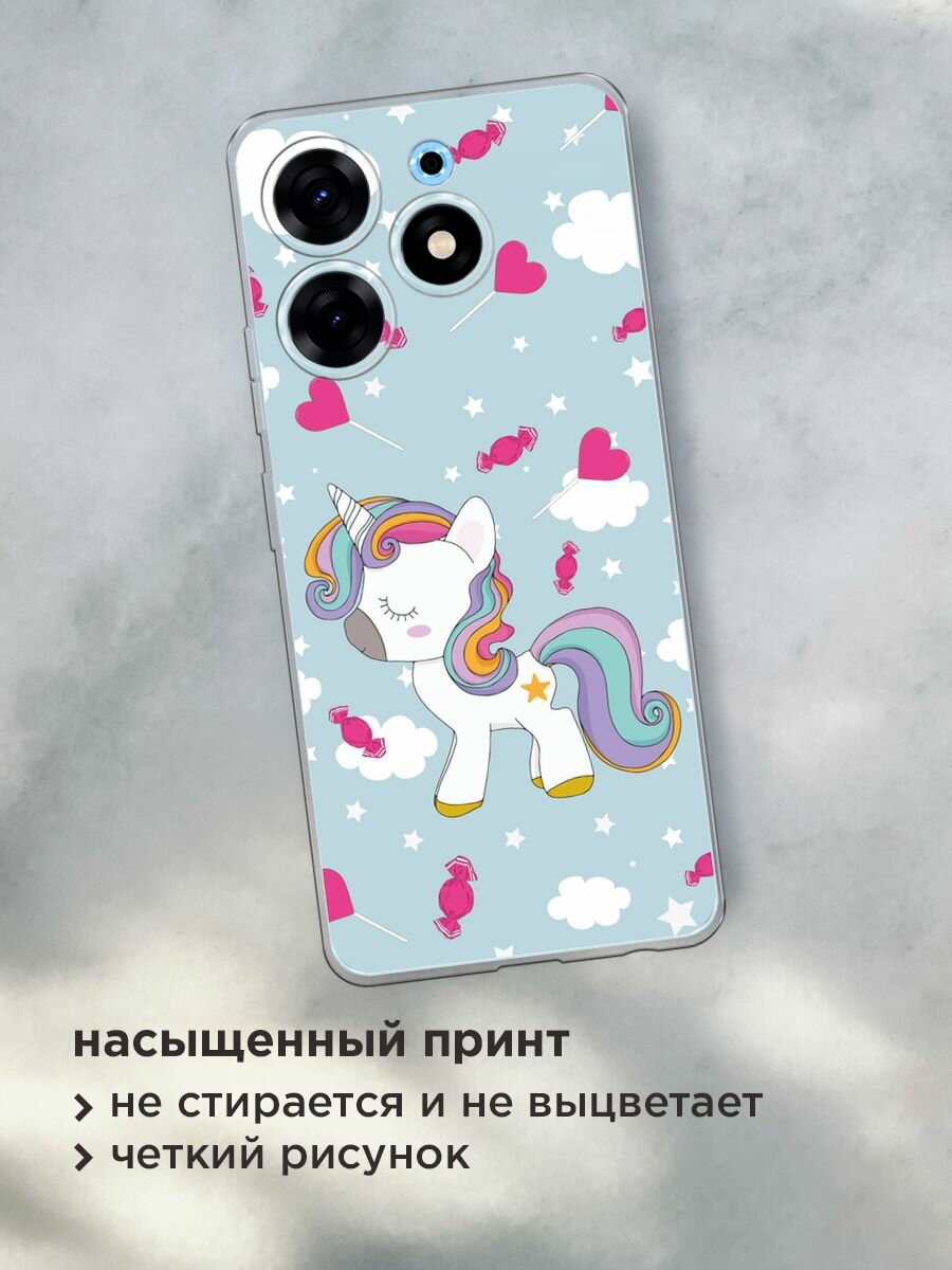 Чехол на Tecno Spark 10 Pro / Текно Спарк 10 Про с принтом "Сладкий единорожек" — фото 1