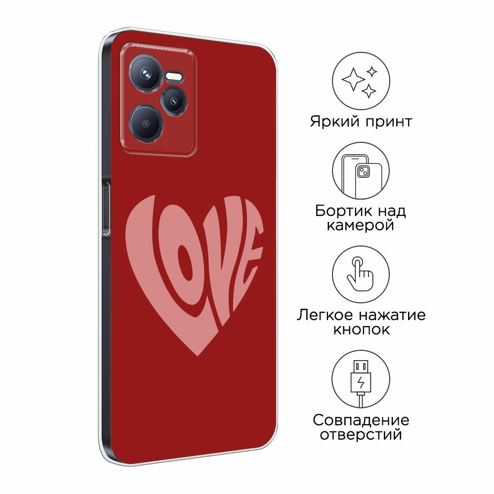 Чехол на Realme C35 / Реалми C35 с принтом "Love heart 1 - 14 февраля" — фото 1