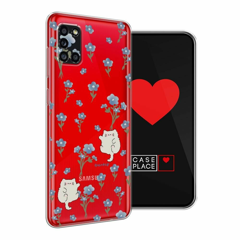 Чехол на Samsung Galaxy A31 / Самсунг Галакси А31 с принтом "Gentle cats", прозрачный — фото 1