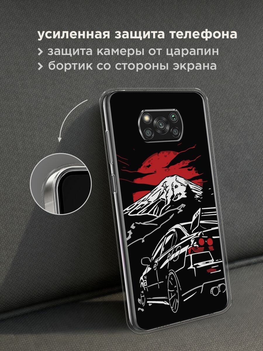Чехол на Xiaomi Poco X3/X3 Pro / Поко X3/X3 Pro с принтом "Машина в горах JDM" — фото 1