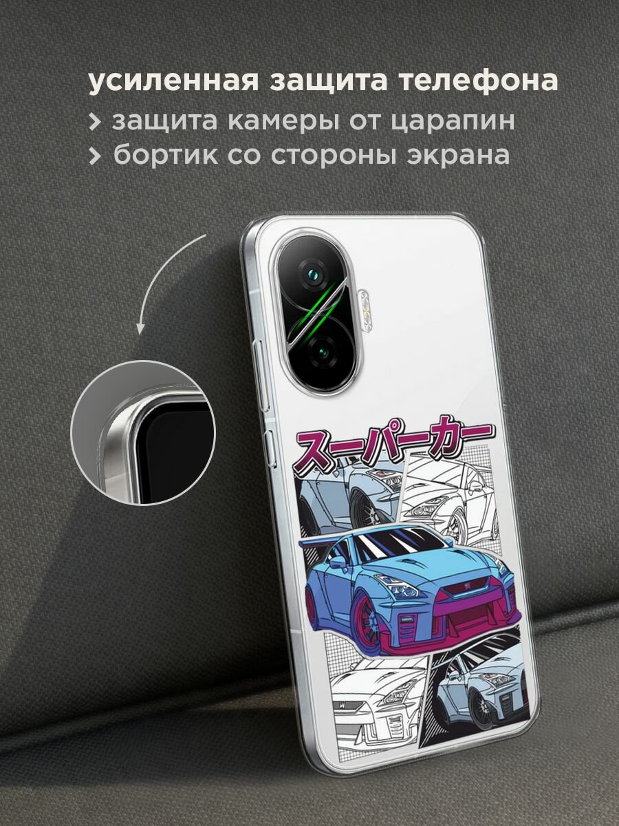Чехол на Poco F7 / Поко F7 с принтом "JDM коллаж", прозрачный — фото 1
