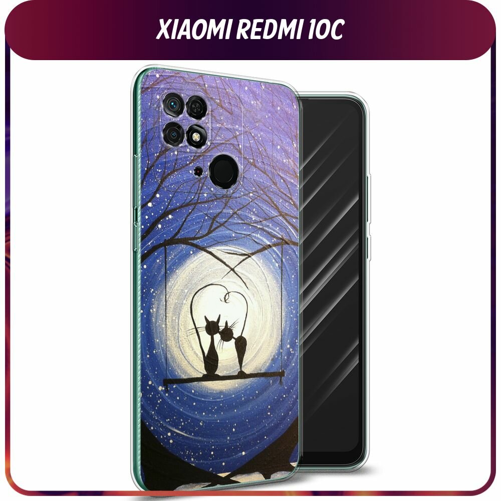 Чехол на Xiaomi Redmi 10C / Сяоми Редми 10C с принтом Влюбленные котики 10