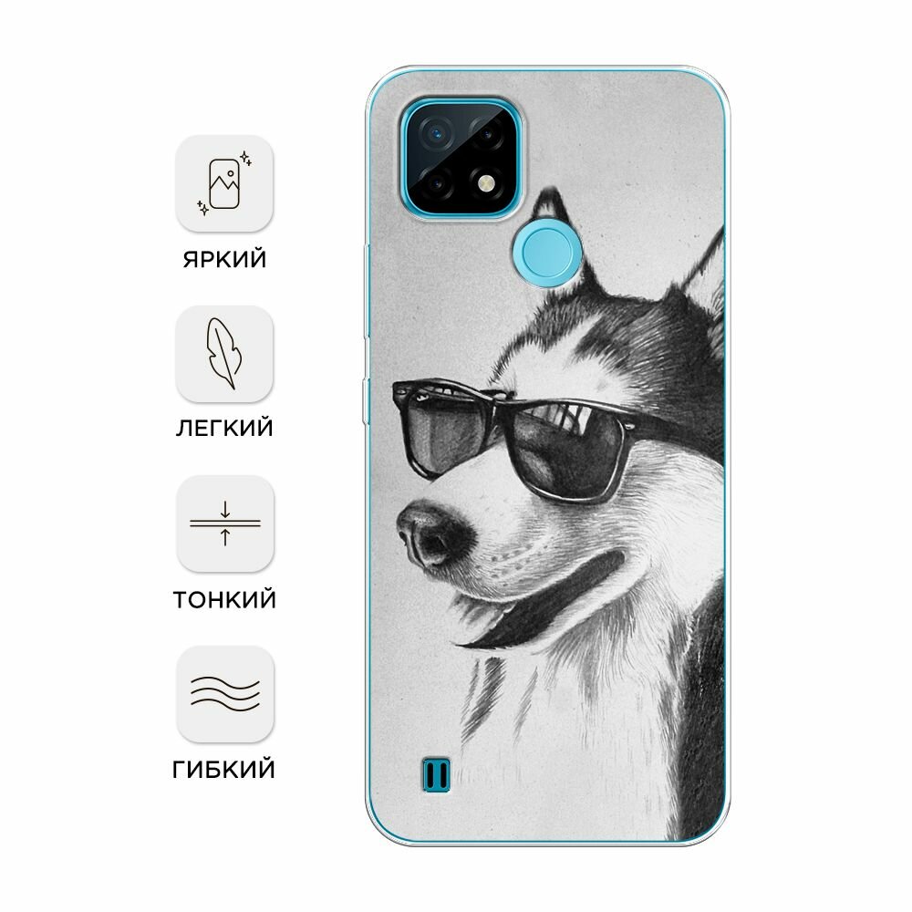 Силиконовый чехол на Realme C21 / Реалми С21 с принтом "Крутой Хаске" — фото 1