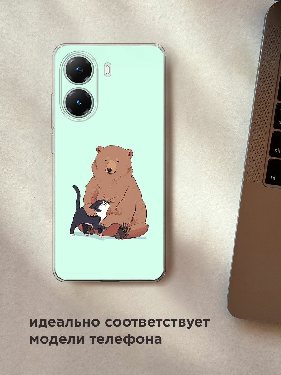 Чехол на Poco X7 Pro / Поко X7 Про с принтом "Медведь и кошка дружба" — фото 1