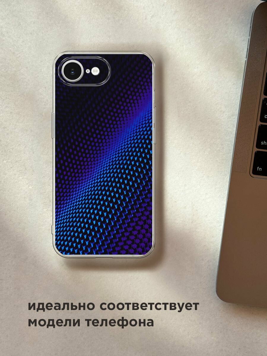 Чехол на Apple iPhone 16e/17e / Айфон 16е/17e с принтом "Синий карбон" — фото 1