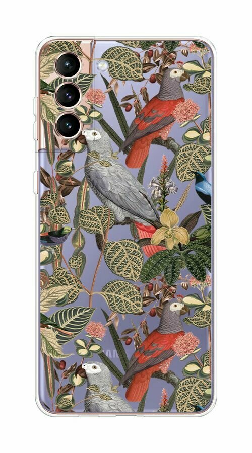 Чехол на Samsung Galaxy S21 + / Самсунг Галакси S21 Плюс с принтом "Tropical pattern", прозрачный