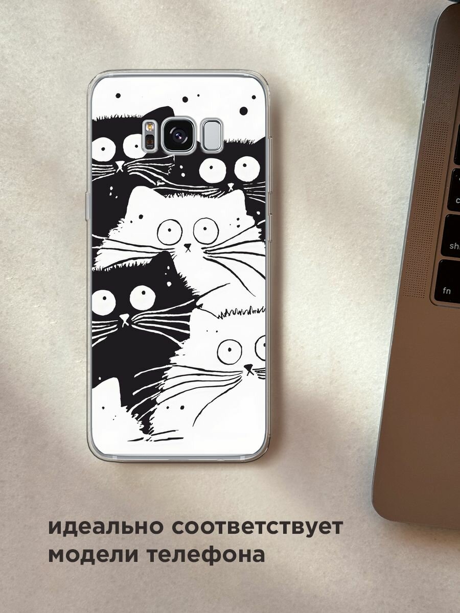 Чехол на Samsung Galaxy S8 / Самсунг Галакси С8 с принтом "Коты черно-белые" — фото 1