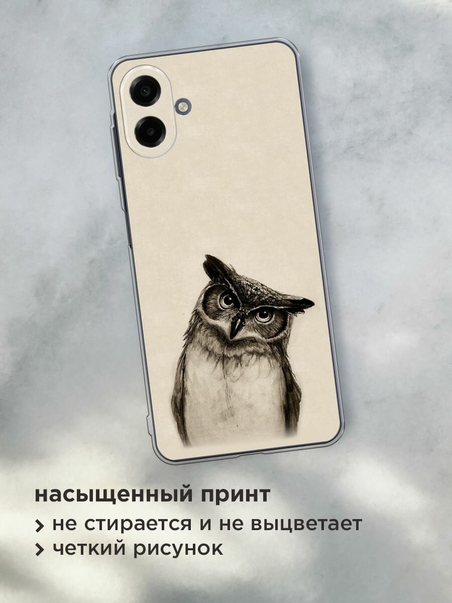 Силиконовый чехол на Samsung Galaxy A07/A08 / Самсунг А07/А08 с принтом "Сова" — фото 1
