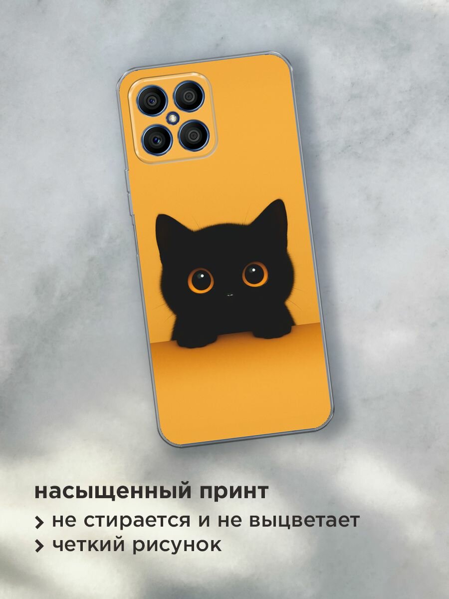 Силиконовый чехол на Honor X8 / Хуавей X8 с принтом "Контрастный котик" — фото 1